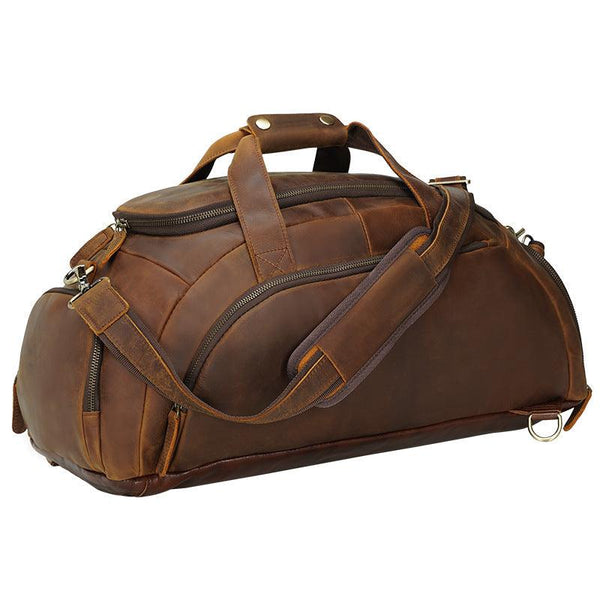 Leather Convertible Backpack Duffle Bag With Shoe Compartment – Libiyi