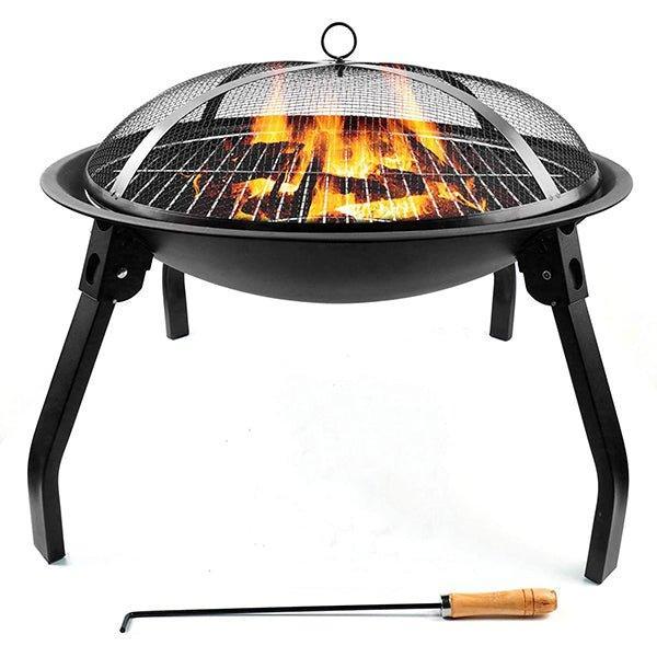 Fire Pits Outdoor BBQ Grill Bowl with Mesh Screen Cover – Libiyi